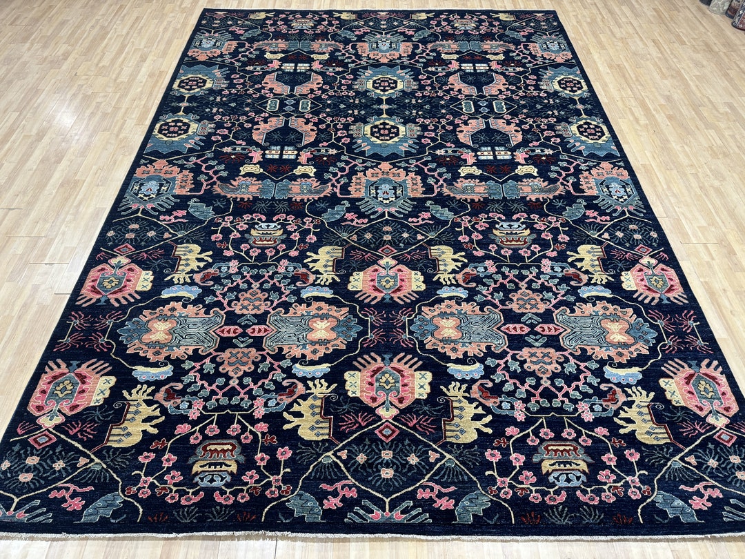 10x14 Navy Blue Oriental Rug - Classical Rug - Area Rug - Woolen Rug ...