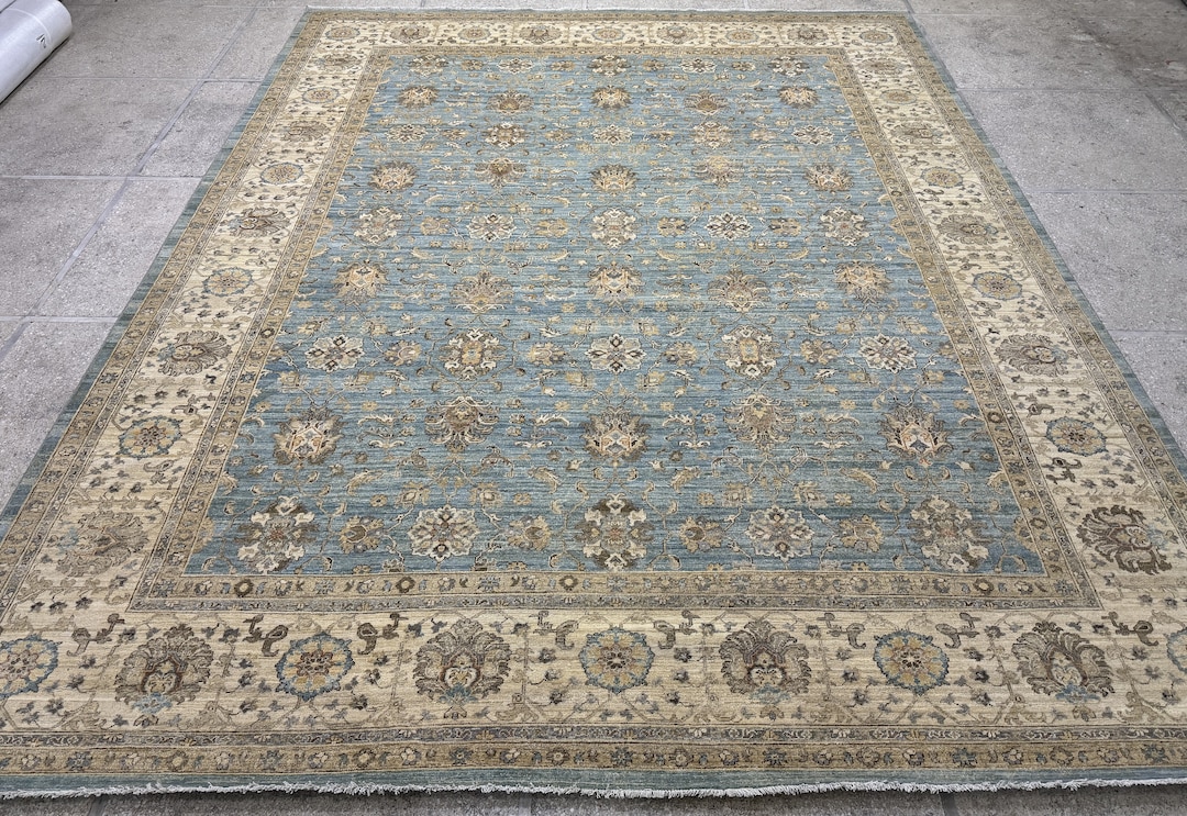 12x15 Sky Blue Ziegler Rug - Oushak Rug - Muted Color Rug - Woolen Rug ...