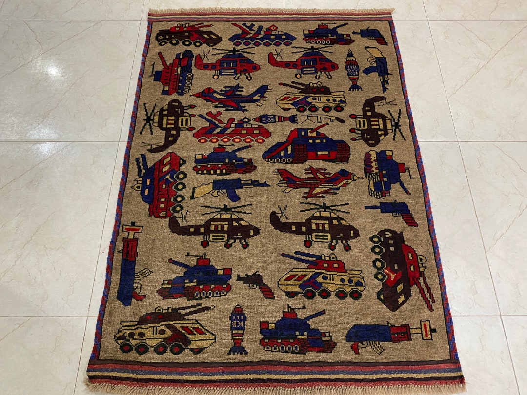 3x5 Beige Color War Rug Kalashnikov Rug Afghan War Rug - Etsy