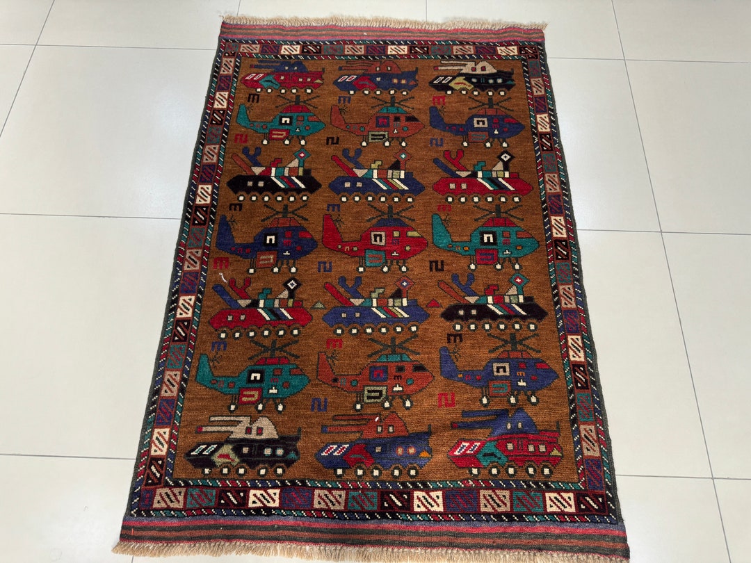 3x5 Brown Color War Rug - World War Rug - Afghan War Rug - Grenade Rug ...