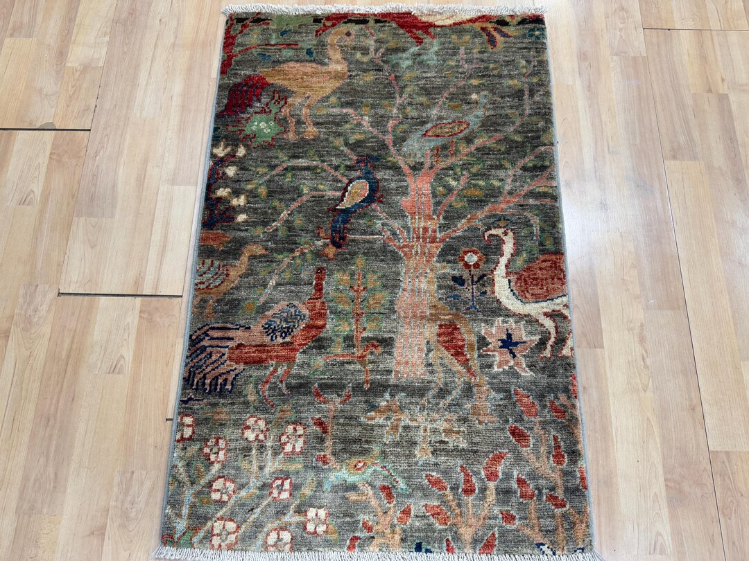 2x3 Green Color Tree of Life Rug - Classical Rug - Bath Mat Rug - Tree ...