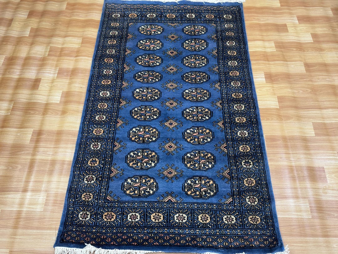 3x5 Denim Blue Color Bokhara Rug - Washable Rug - Woolen Rug - Living ...
