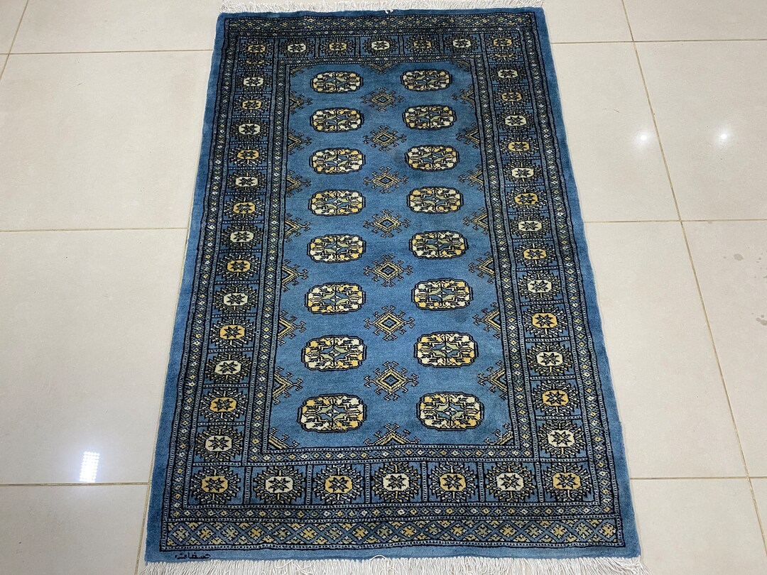 3x5 Denim Blue Bokhara Rug - Washable Rug - Blue Rug - Pure Wool Rug ...