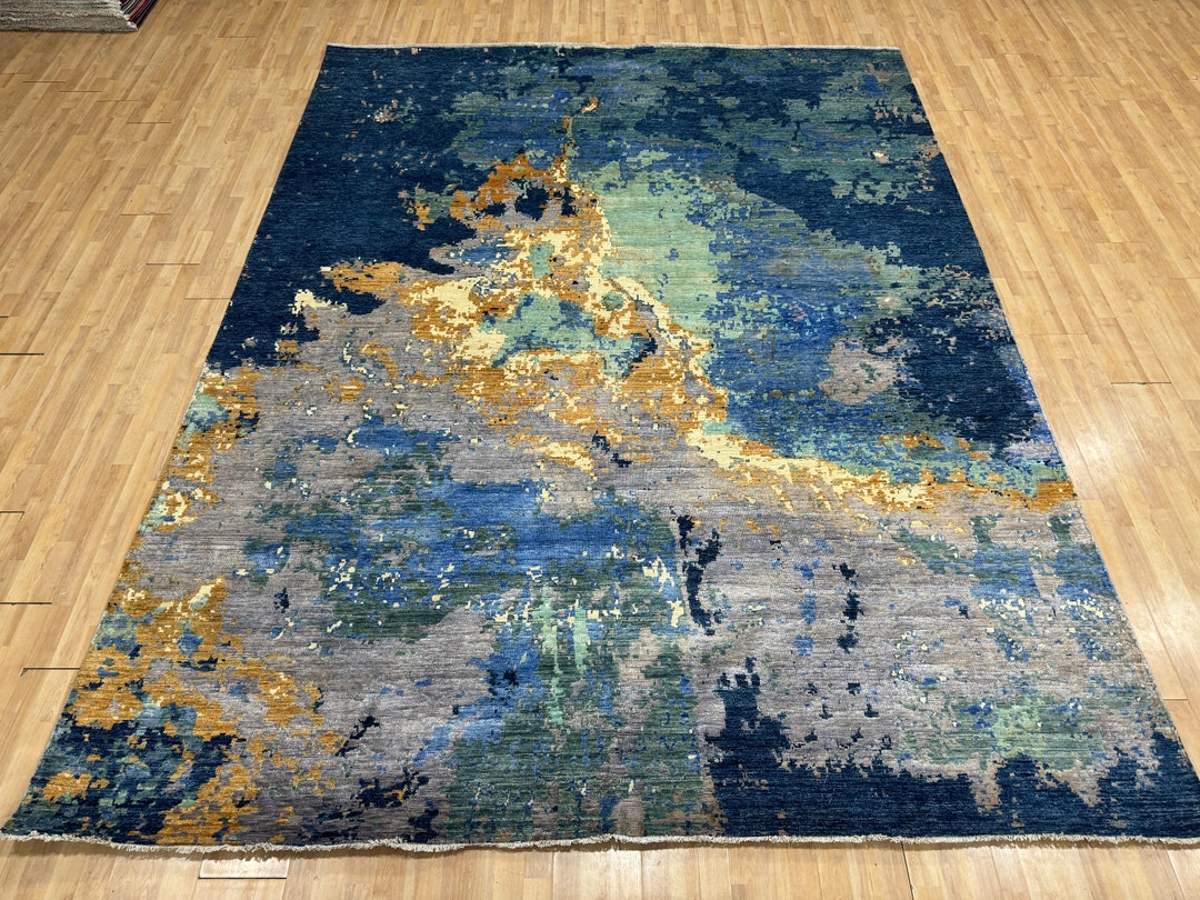 9x12 Multicolor Modern Rug - Abstract Rug - Area Rug - Silk Rug ...