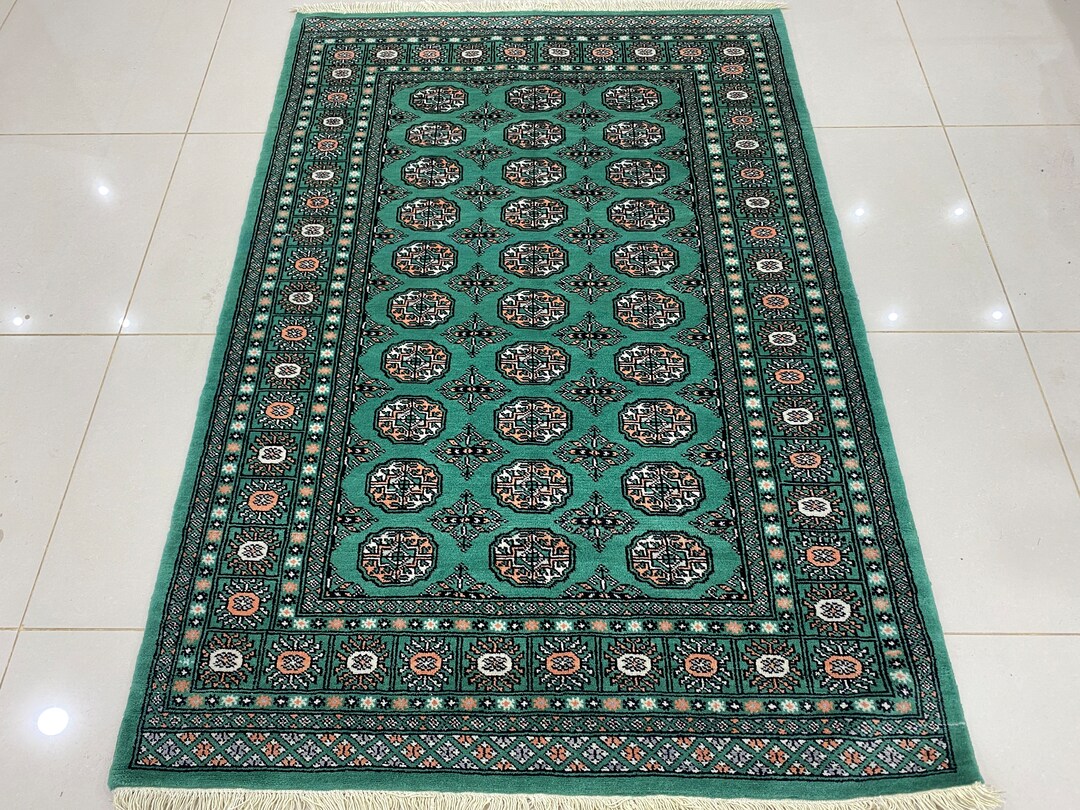 4x6 Teal Color Bokhara - Area Rug - 4x6 Rug - Table Rug - Pure Wool Rug ...