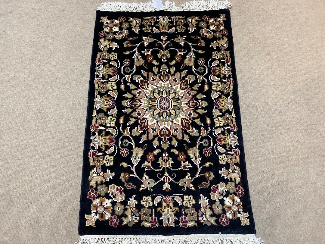 2x3 Black Floral Rug Silk Rug Door Mat Rug Bathroom Rug - Etsy