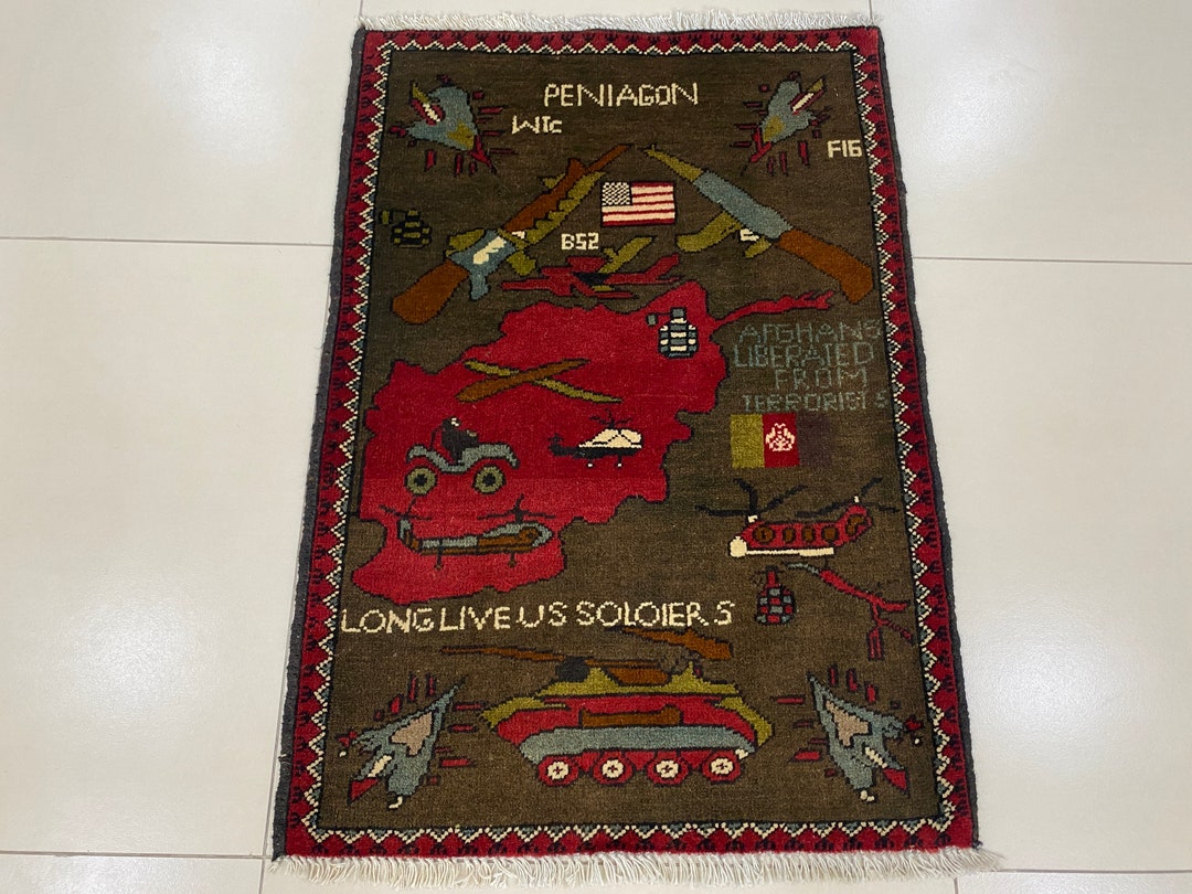 2x3 Khaki War Rug Iconic Kalashnikov Rug Afghan War Rug - Etsy