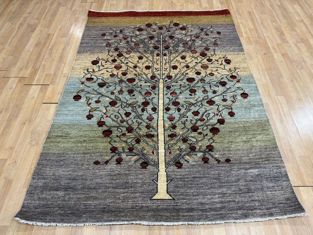 5x7 Multicolor Tree of Life Rug - Tree Rug - Birds Rug - Woolen Rug ...