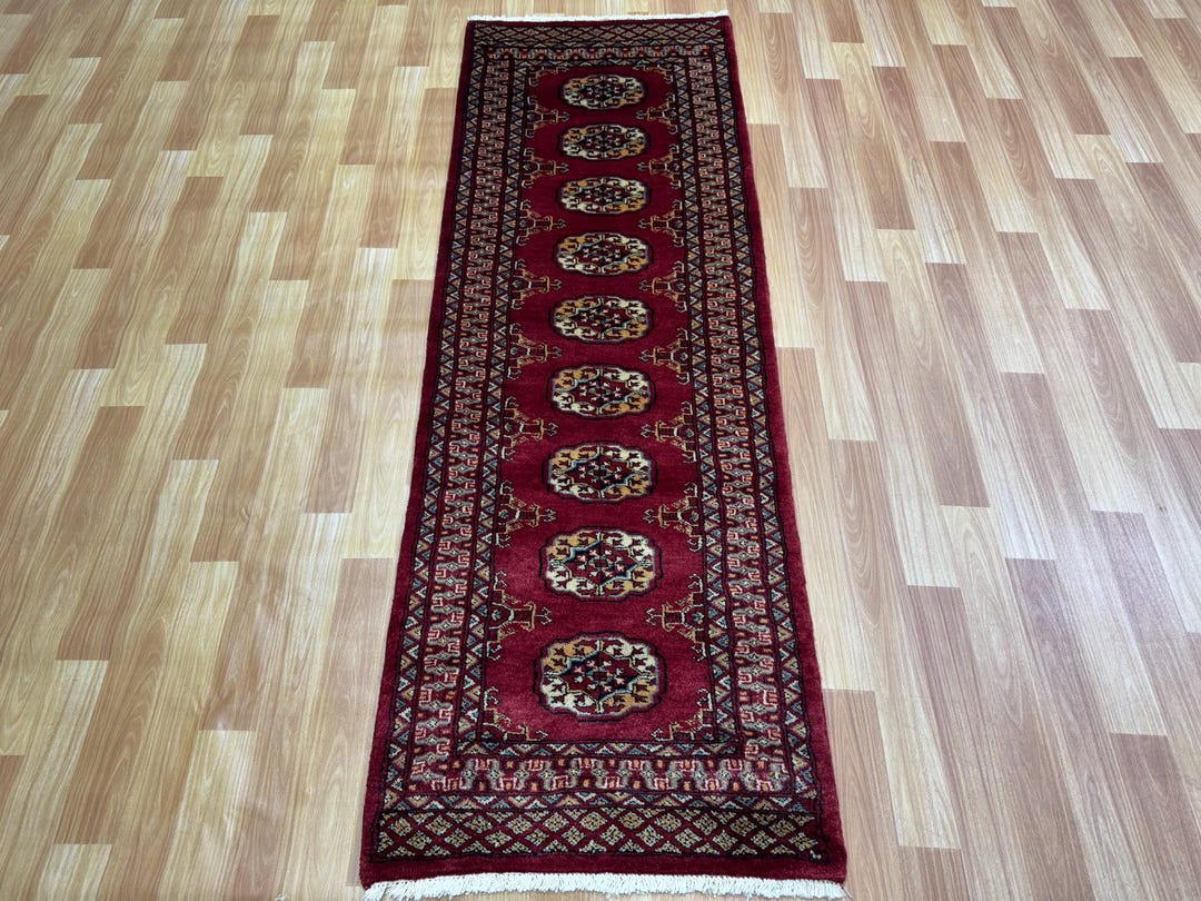 2x6 Maroon Color 3 Ply Bokhara Rug - Triple Pile Runner Rug - Hallway ...