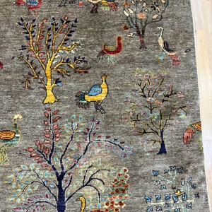5x7 Natural Tree of Life Rug - Tree Rug - Birds Rug - Woolen Rug ...