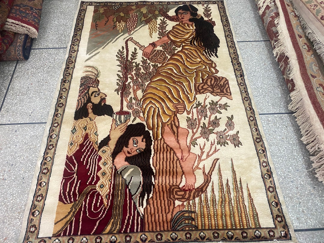 4x6 Silk Umar E Khayam Rug King and Queen Rug Silk Rug Silk Base Rug ...