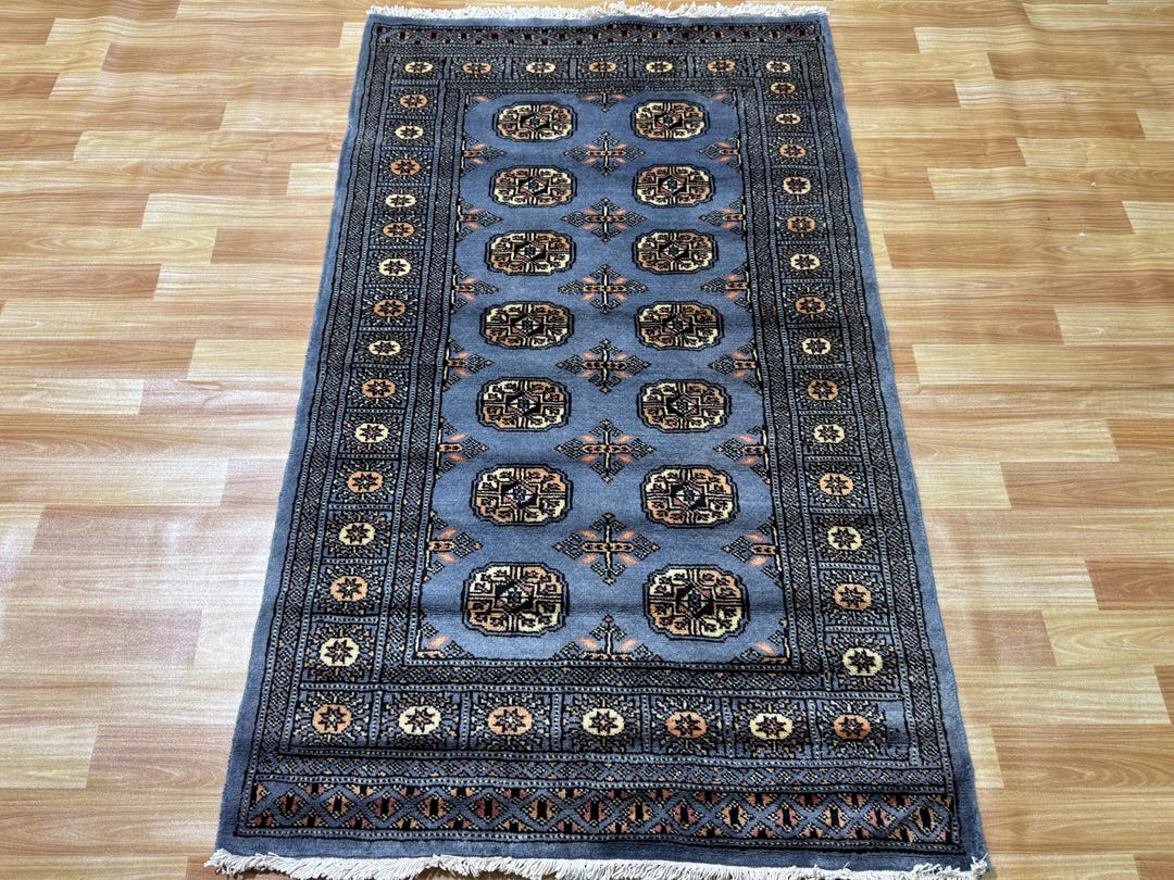 3x5 Denim Blue Color Bokhara Rug - Washable Rug - Woolen Rug - Living ...