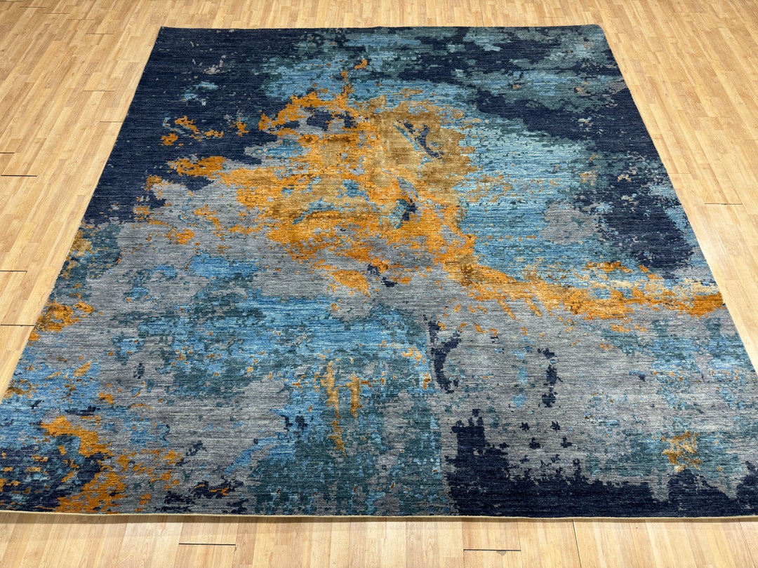 10x10 Multicolor Modern Rug - Abstract Rug - Area Rug - Silk Rug ...