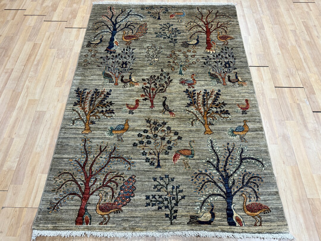 4x6 Natural Tree of Life Rug - Tree Rug - Turkish Rug - Woolen Rug ...