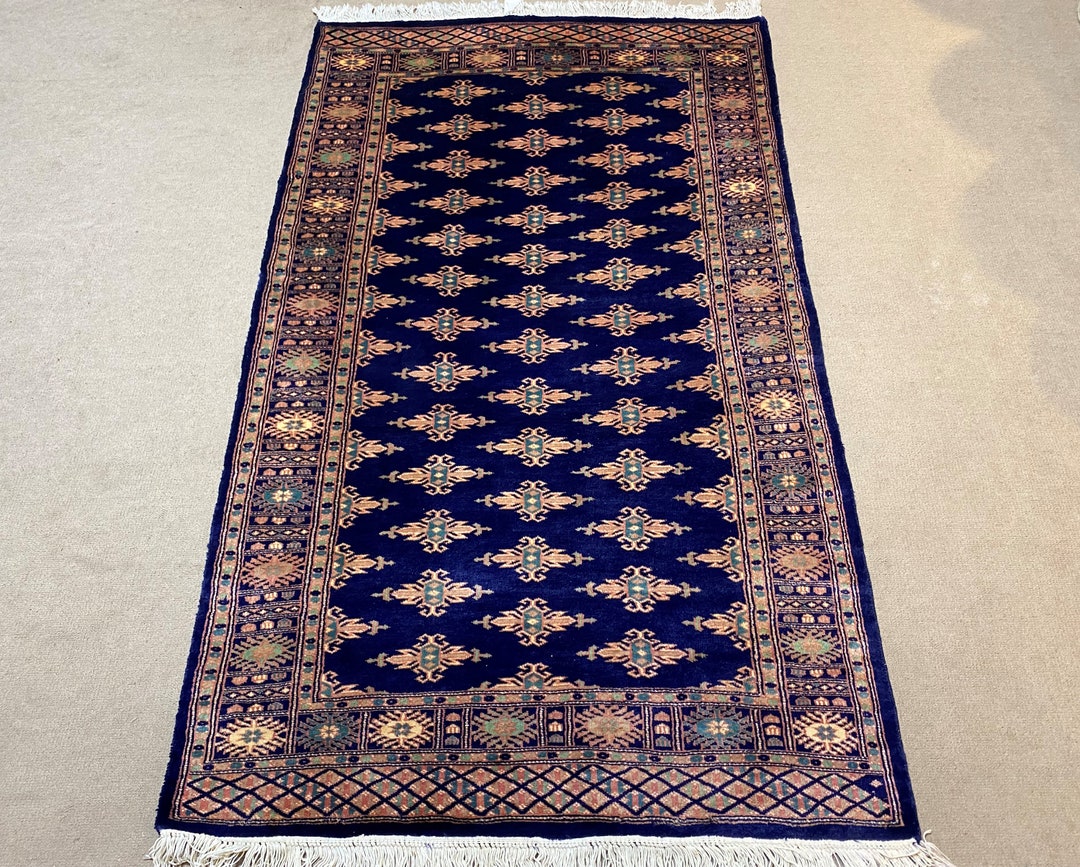 3x5 Navy Blue Bokhara Rug - Dinning Table Rug - Butterfly Rug - Table ...