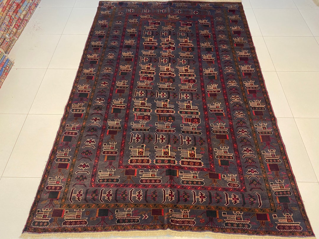 6x9 Beige Color War Rug - Kalashnikov Rug - Afghan War Rug - Grenade ...