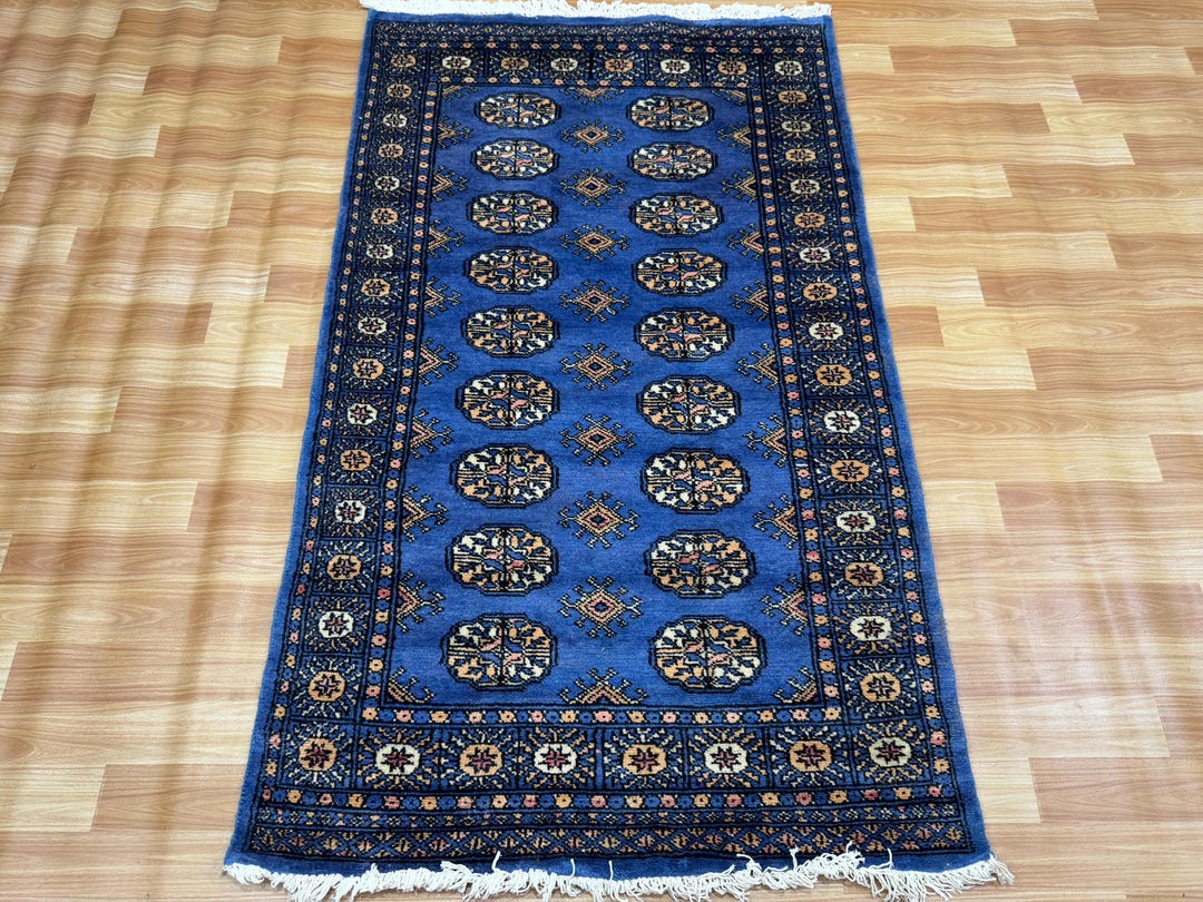 3x5 Denim Blue Color Bokhara Rug - Washable Rug - Woolen Rug - Living ...