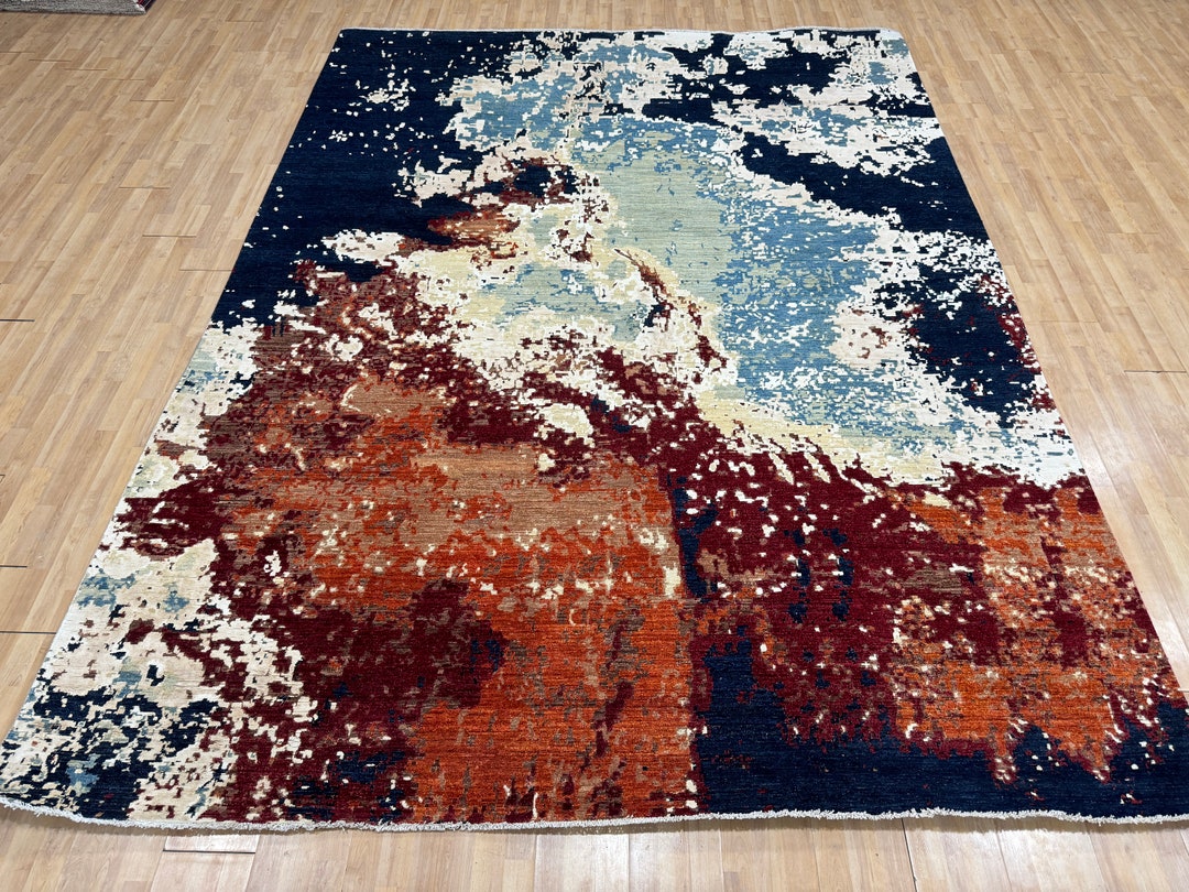9x12 Multicolor Modern Rug - Abstract Rug - Area Rug - Silk Rug ...