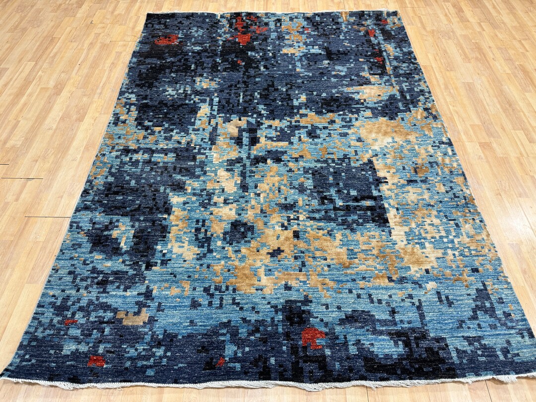 6x8 Ivory Modern Rug Abstract Rug Area Rug Silk Rug Antler Rug Galaxy ...