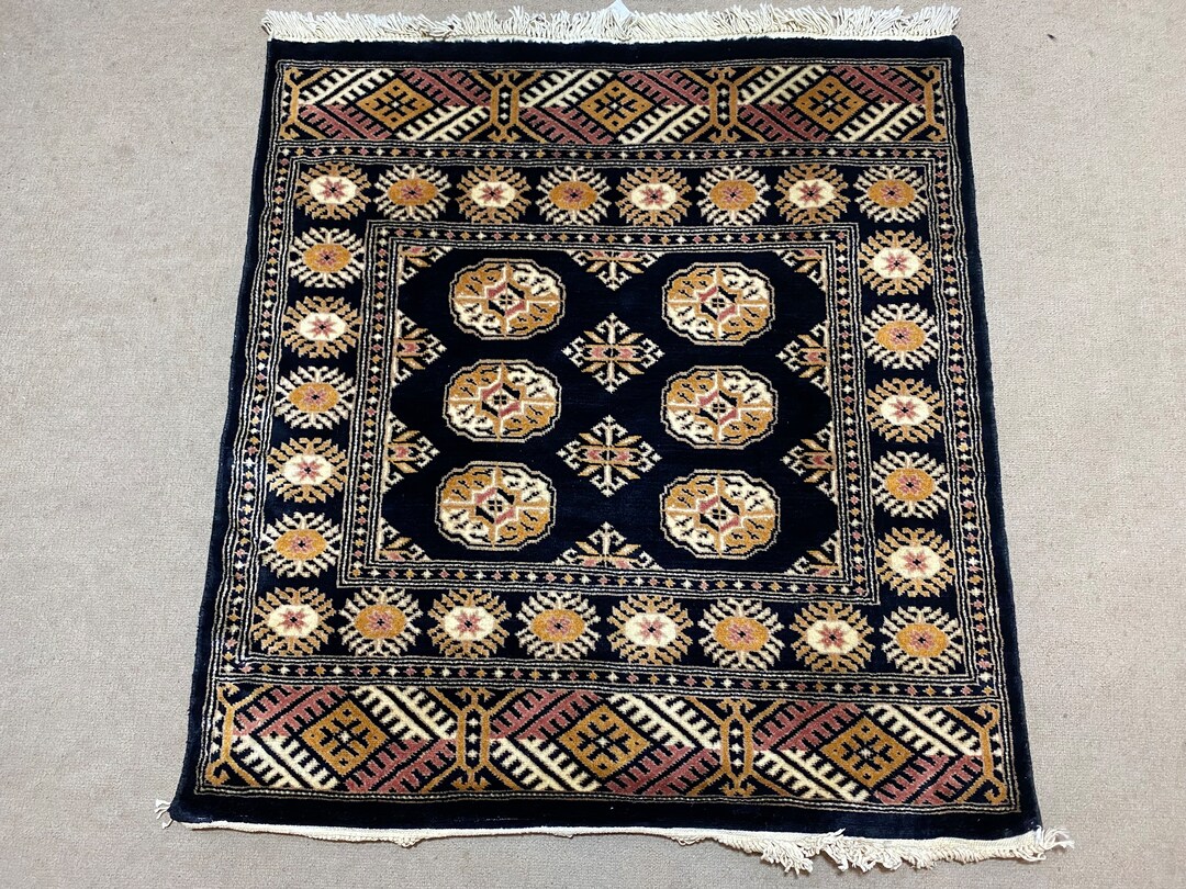 3x3 Black Bokhara Rug Area Rug 3x3 Rug Turkish Rug Living Room Rug ...