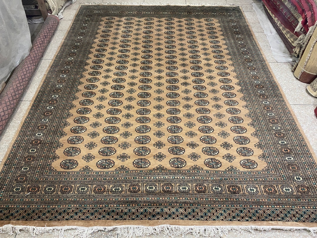 9x12 Beige Color Bokhara Rug - Area Rug - Green Rug - Pure Wool Rug ...