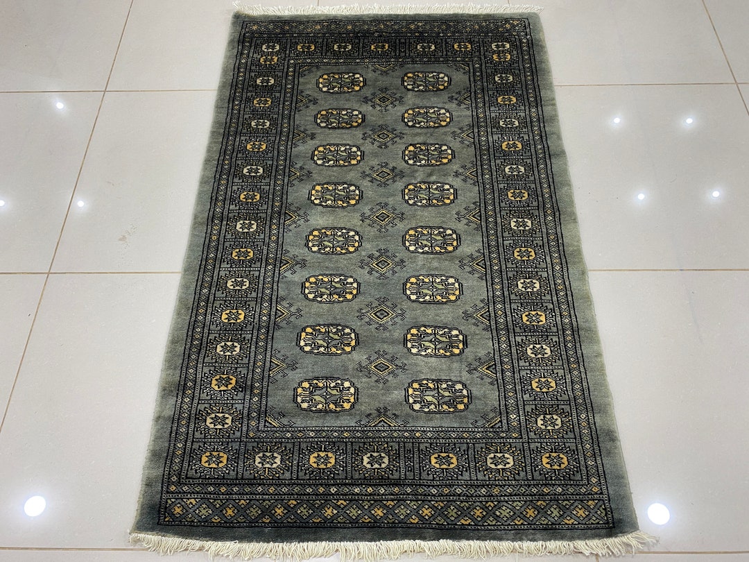 3x5 Flint Gray Bokhara Rug - Area Rug - 3x5 Rug - Table Rug - Pure Wool ...