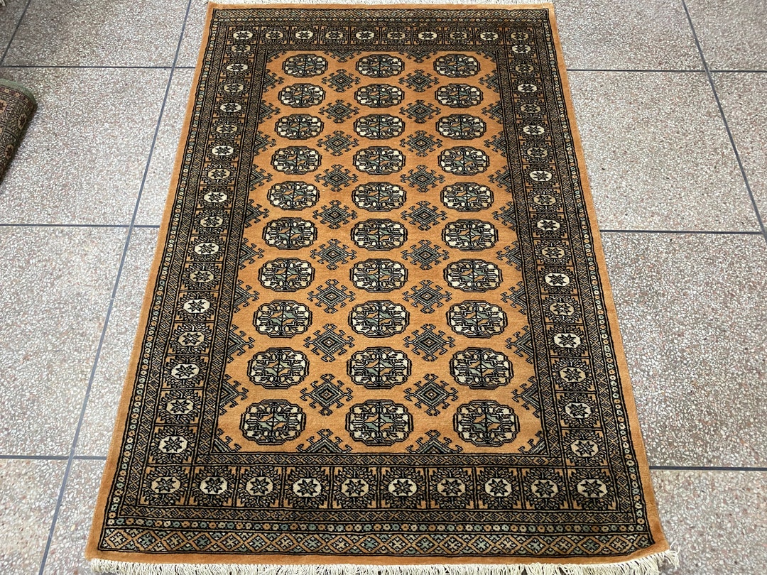 4x6 Golden Bokhara Rug Area Rug Golden Rug Table Rug Washable Rug ...