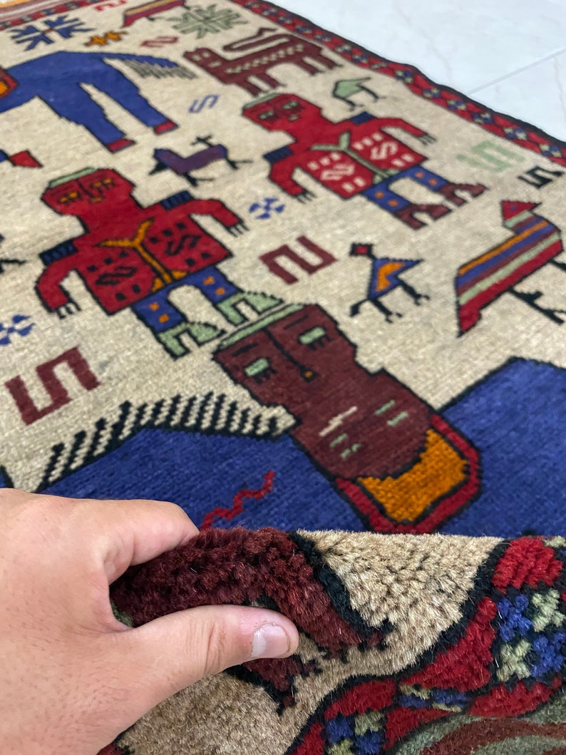 3x5 Hand Knotted Pictorial Wool Rug – Beige Horse Design - Etsy