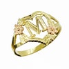 10k Solid Gold Cursive Initial Letter Monogram Ring large 28.8mm / Diamond Cut Alphabet ...