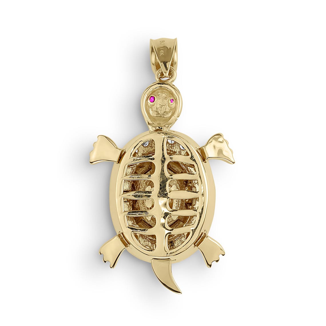 10k & 14k Solid Gold Turtle Open Back Pendant Necklace for Women Girl ...