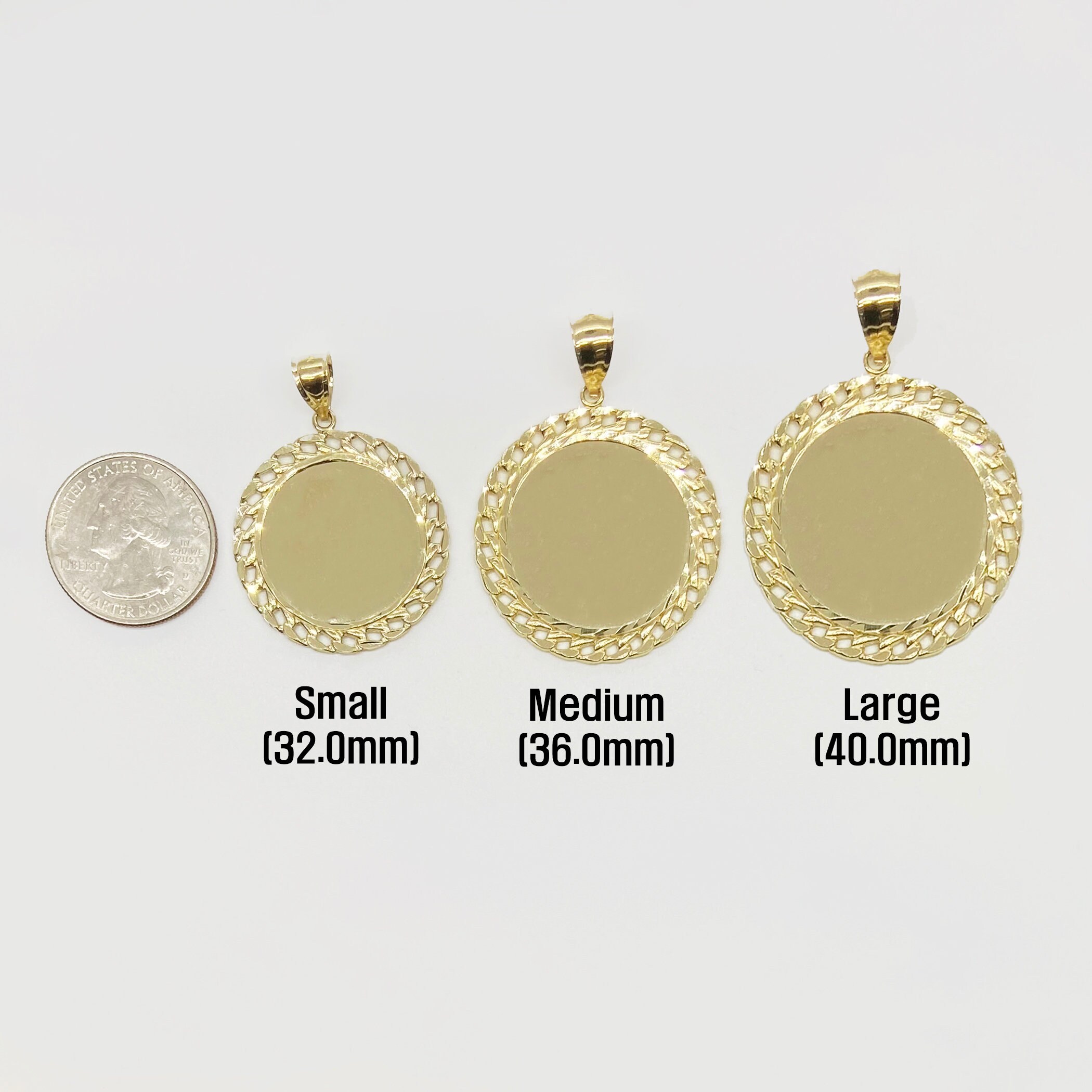 10K & 14K Solid Gold Personalized Photo Memory Round Charm Necklace ...