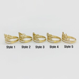 14k Solid Gold Crown Queen CZ Ring for Women, Stunning Regal Design ...