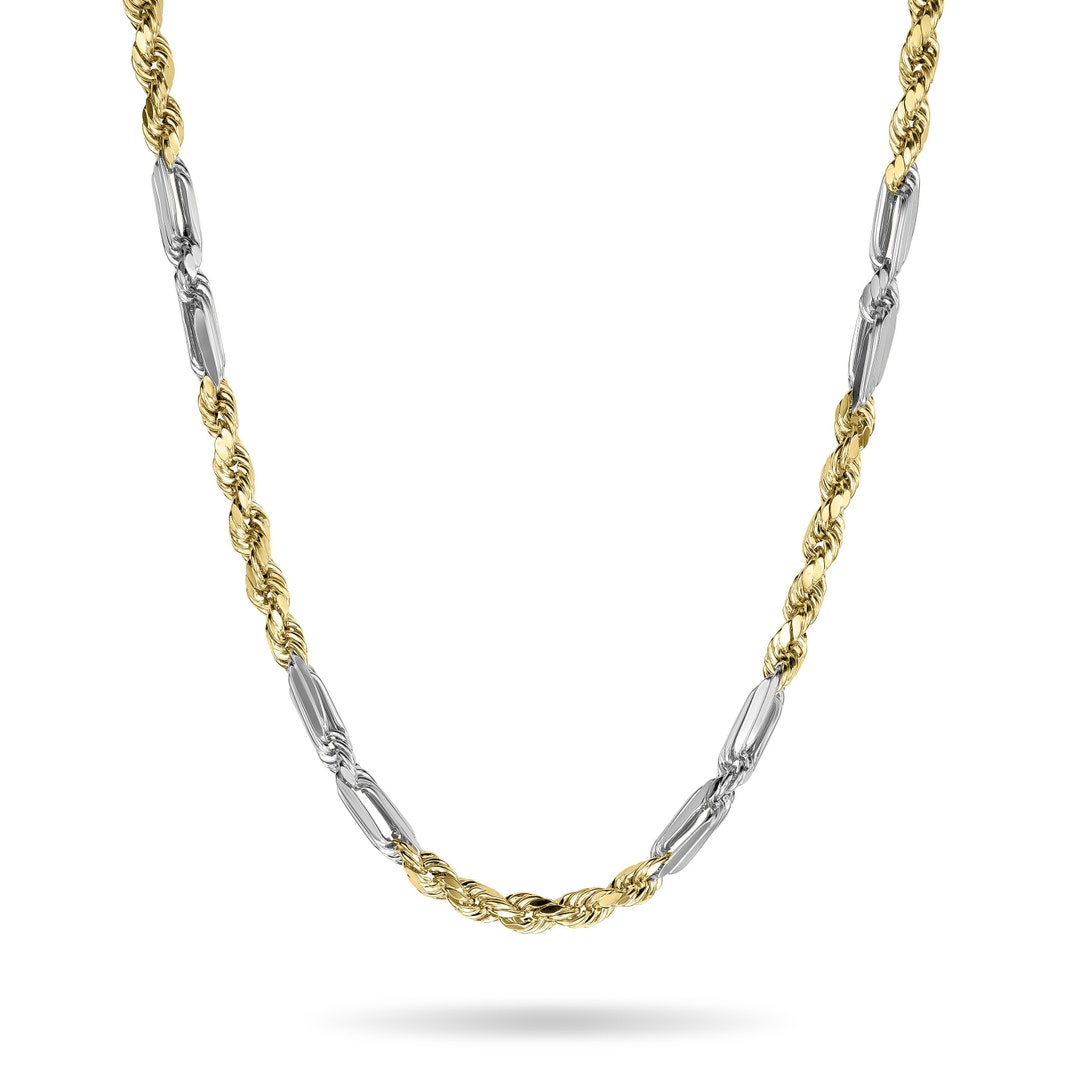 10k & 14k Gold Solid Milano Rope Chain Link Necklace Classic Two-tone ...