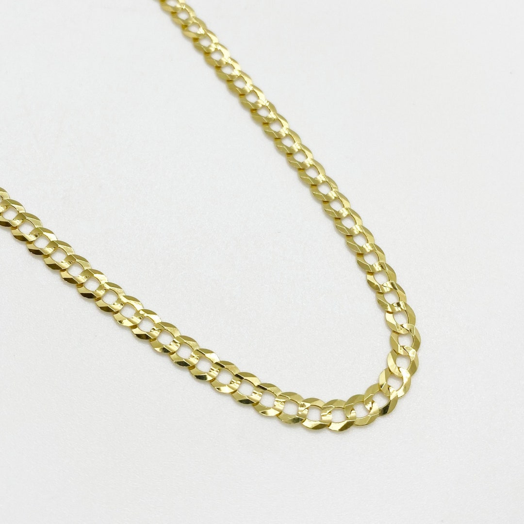 10k & 14k Gold Classic Cuban Solid Link Chain Necklace for Boy Men Her ...