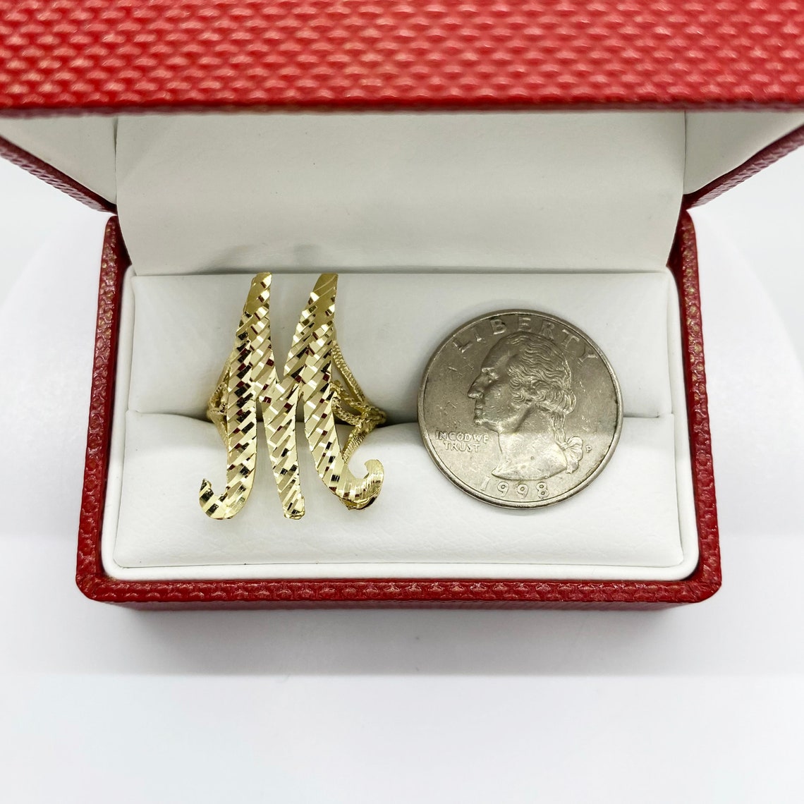 10k Solid Gold Cursive Initial Letter Alphabet Diamond Cut - Etsy