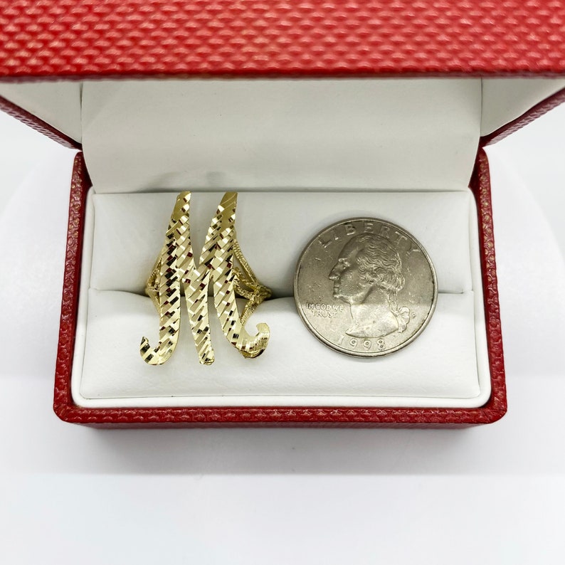 10k Solid Gold Cursive Initial Letter Alphabet Diamond Cut - Etsy