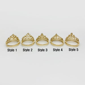 14k Solid Gold Crown Queen CZ Ring for Women, Stunning Regal Design ...