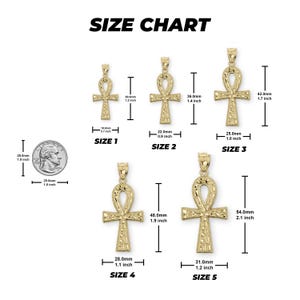 10k Solid Gold Nugget Ankh Celtic Cross Pendant Charm Necklace Unique ...
