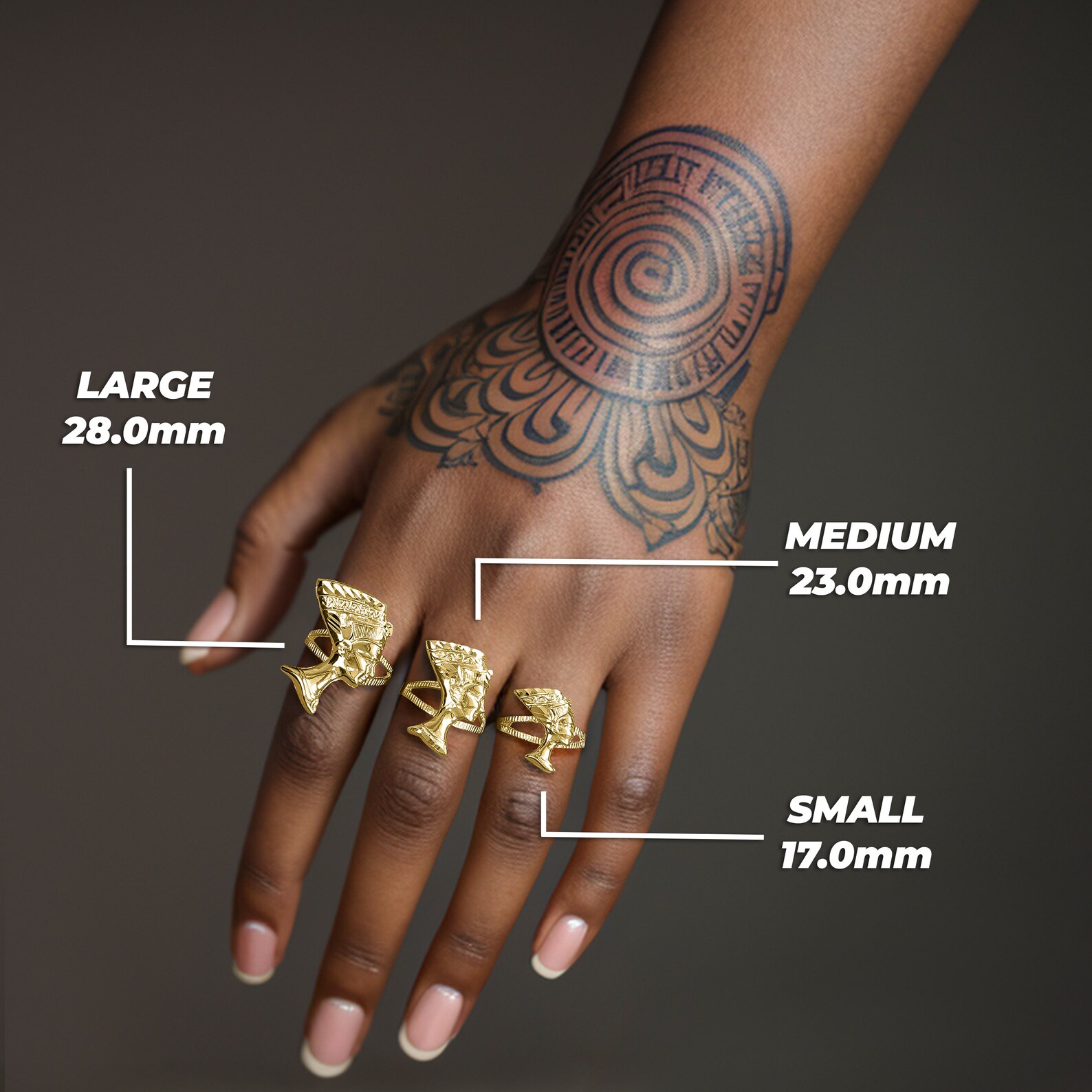 10k Solid Gold Queen Nefertiti Egyptian Statement Ring Unique Jewelry ...