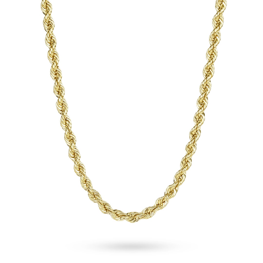14k Gold Rope Chain Link Necklace for Men & Women - Classic Stylish ...
