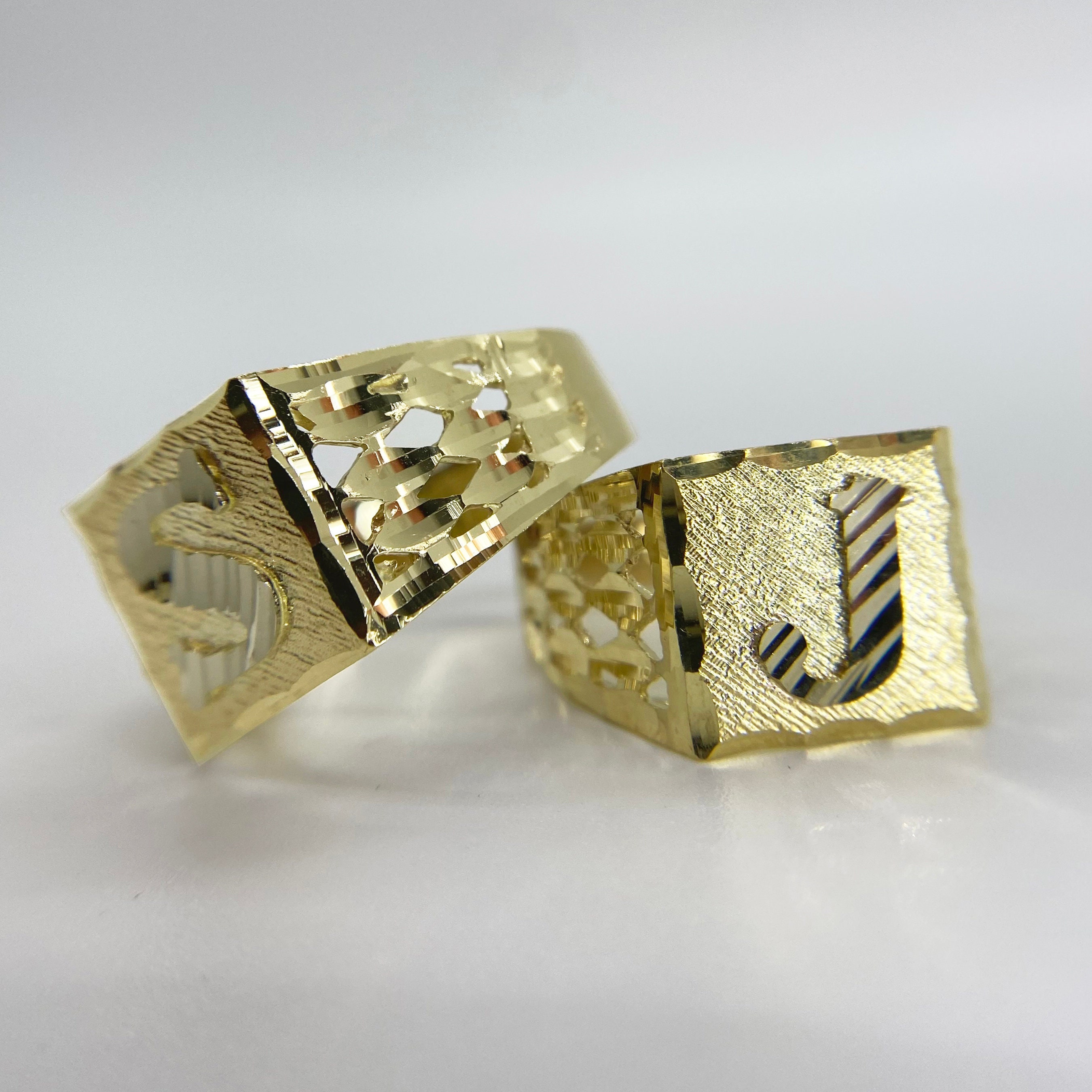 10k solid initial letter signet ring monogram ring for men store