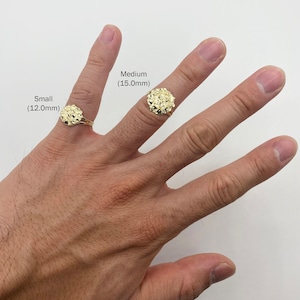 10k Solid Gold Nugget Round Circle Ring for Men Women / Unique Textured ...