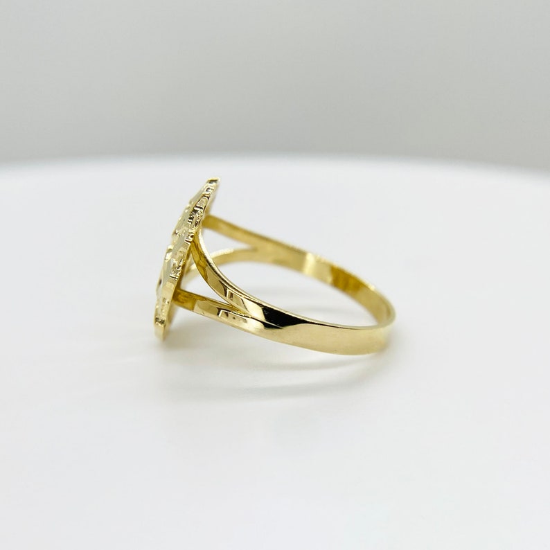 10k Solid Gold Nugget Round Circle Ring for Men Women / Unique Textured ...