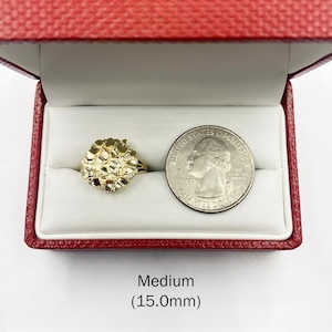 10k Solid Gold Nugget Round Circle Ring for Men Women / Unique Textured ...