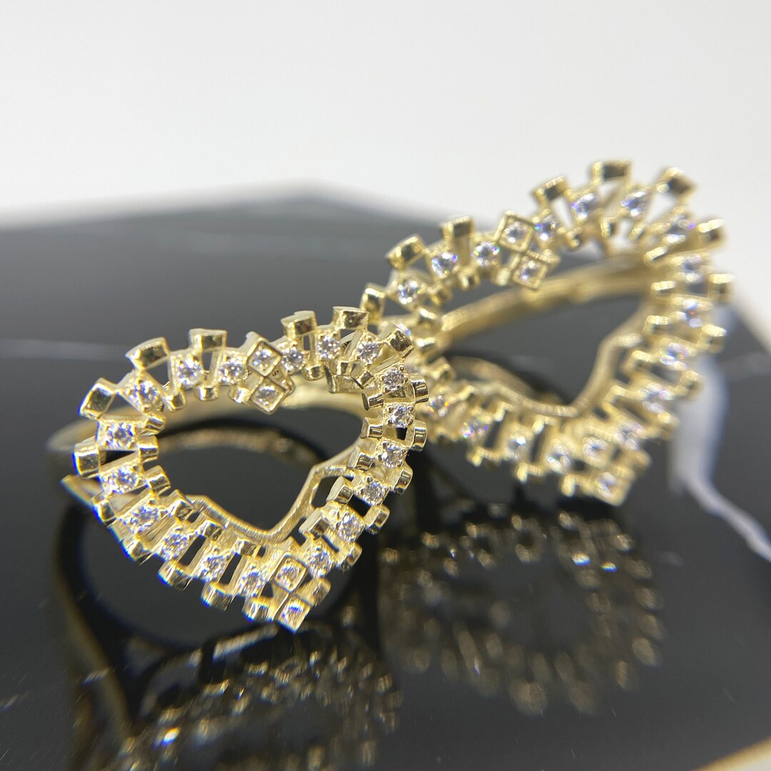 10k Solid Gold Rollie CZ Heart Frame Ring for Girl Women / Dainty Heart ...