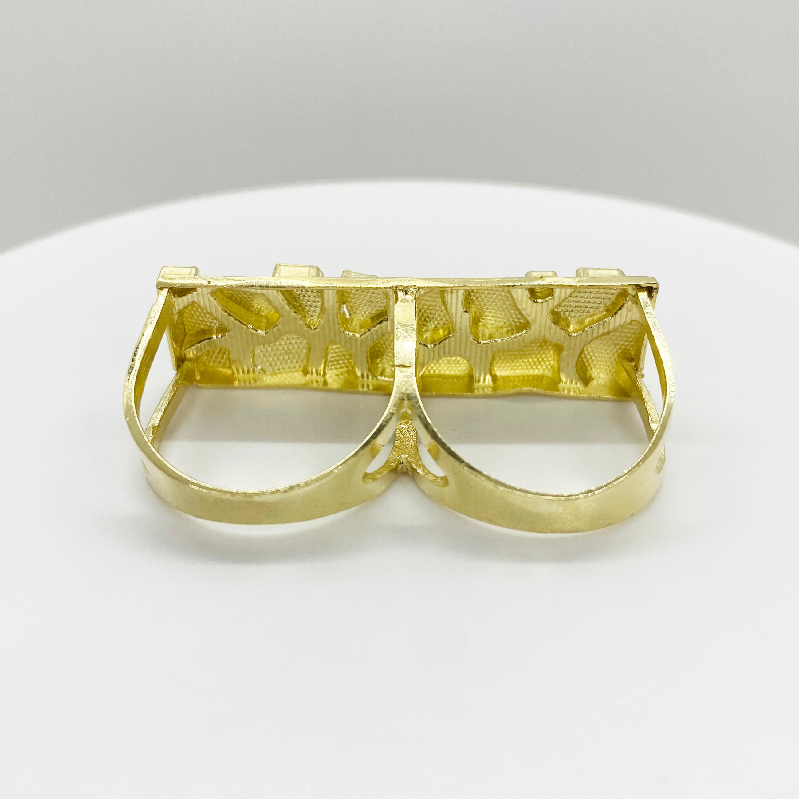 10k Solid Gold Nugget Classic Simple Two Double Finger Ring - Etsy