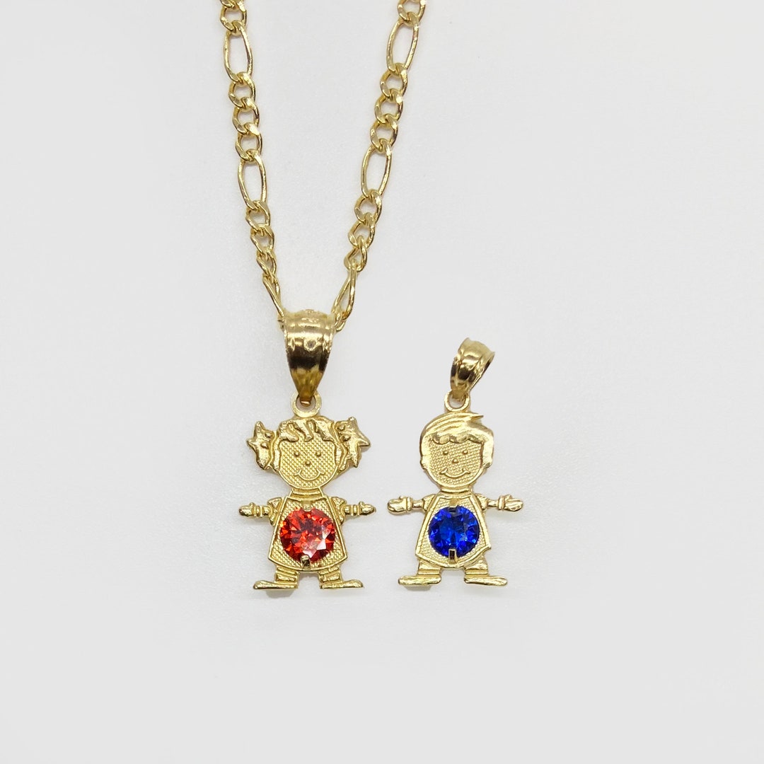 14k Solid Gold Boys and Girls Birthstone Charm Pendant 12 Months CZ ...