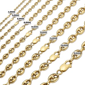 10k & 14k Gold Vintage Hollow Puff Mariner Link Chain Necklace for Men ...