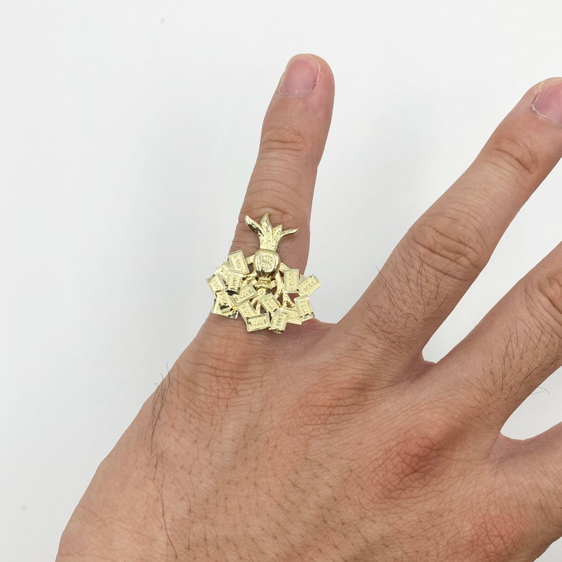 10k Solid Gold Money Bag Tree Ring for Men Women - Etsy