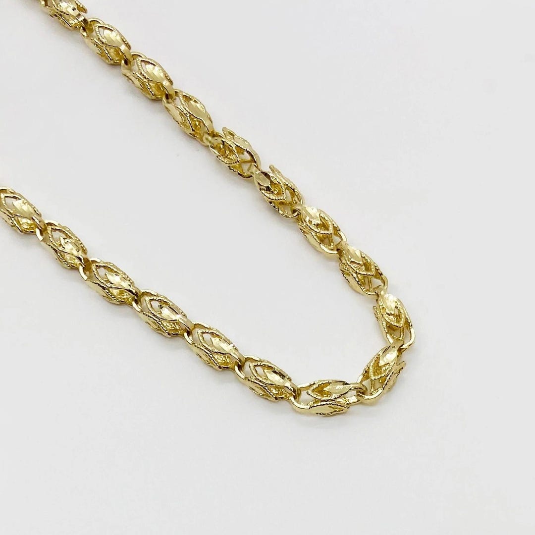 10k Solid Gold Turkish Style Link Chain Necklace for Men & Women ...